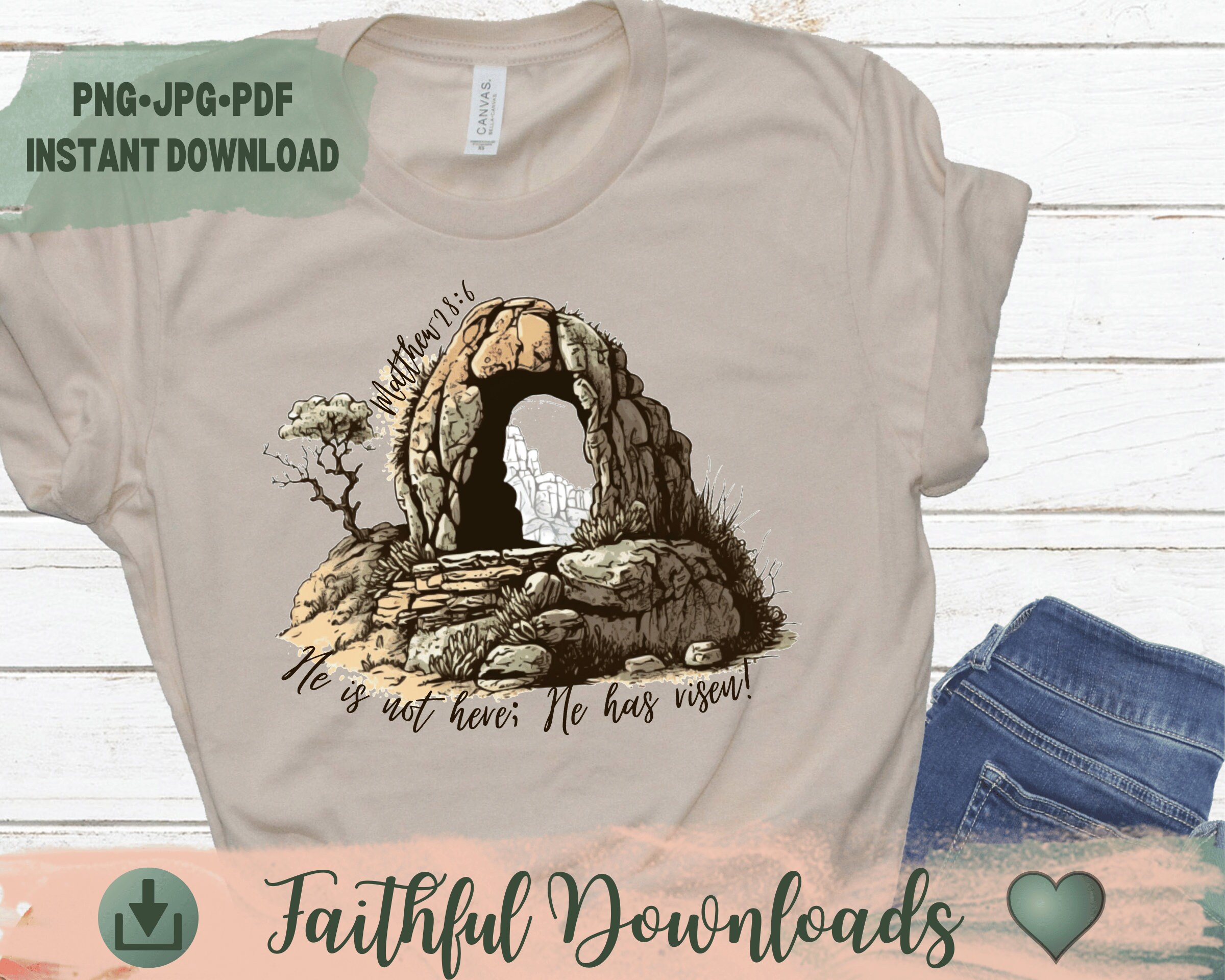 He is Risen Empty Tomb Scene Easter Sublimation Designs Png Bundle ...