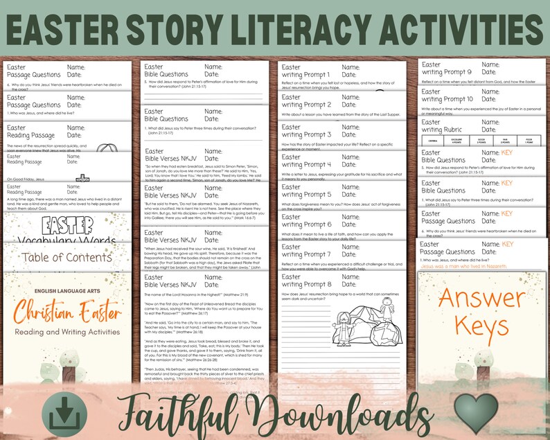 Easter Story Activities Bible | Easter Homeschool Comprehension ...