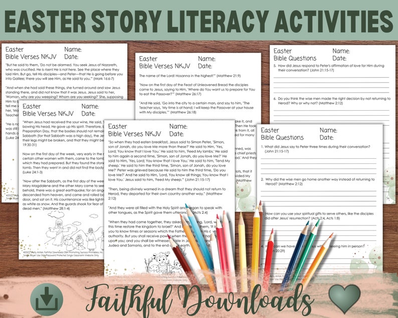 Easter Story Activities Bible | Easter Homeschool Comprehension ...