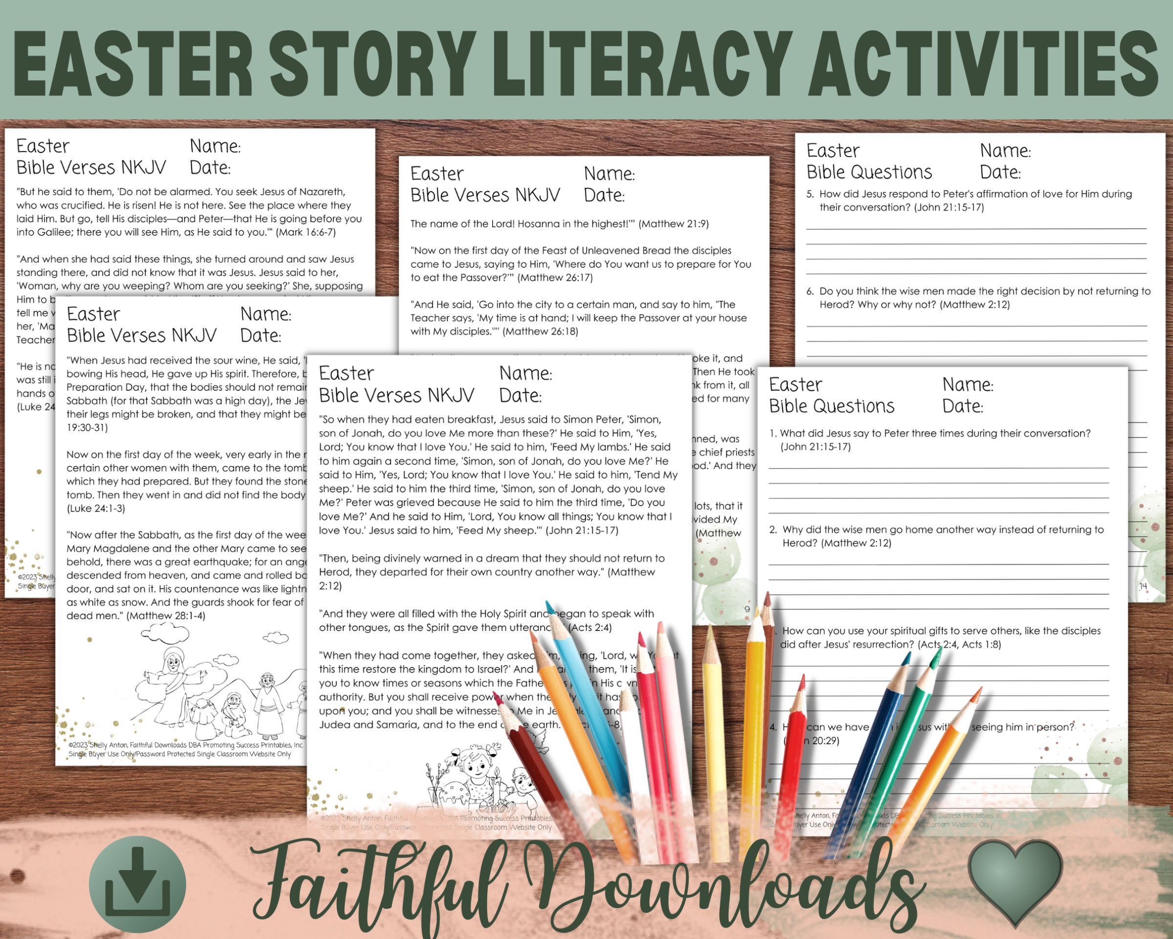 Easter Story Activities Bible | Easter Homeschool Comprehension ...