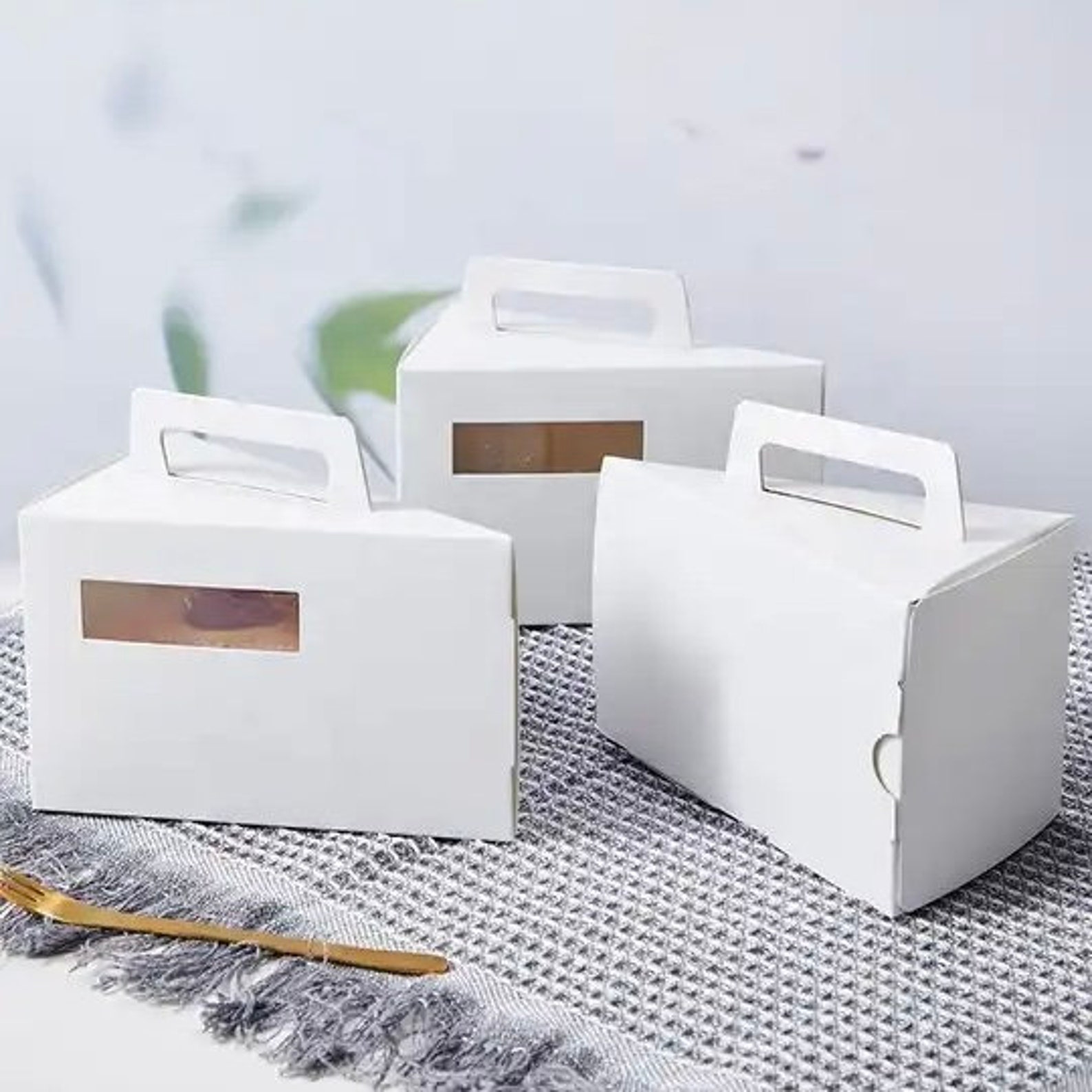 10 Triangle Slice Cake White Boxes With Window and Handle - Etsy