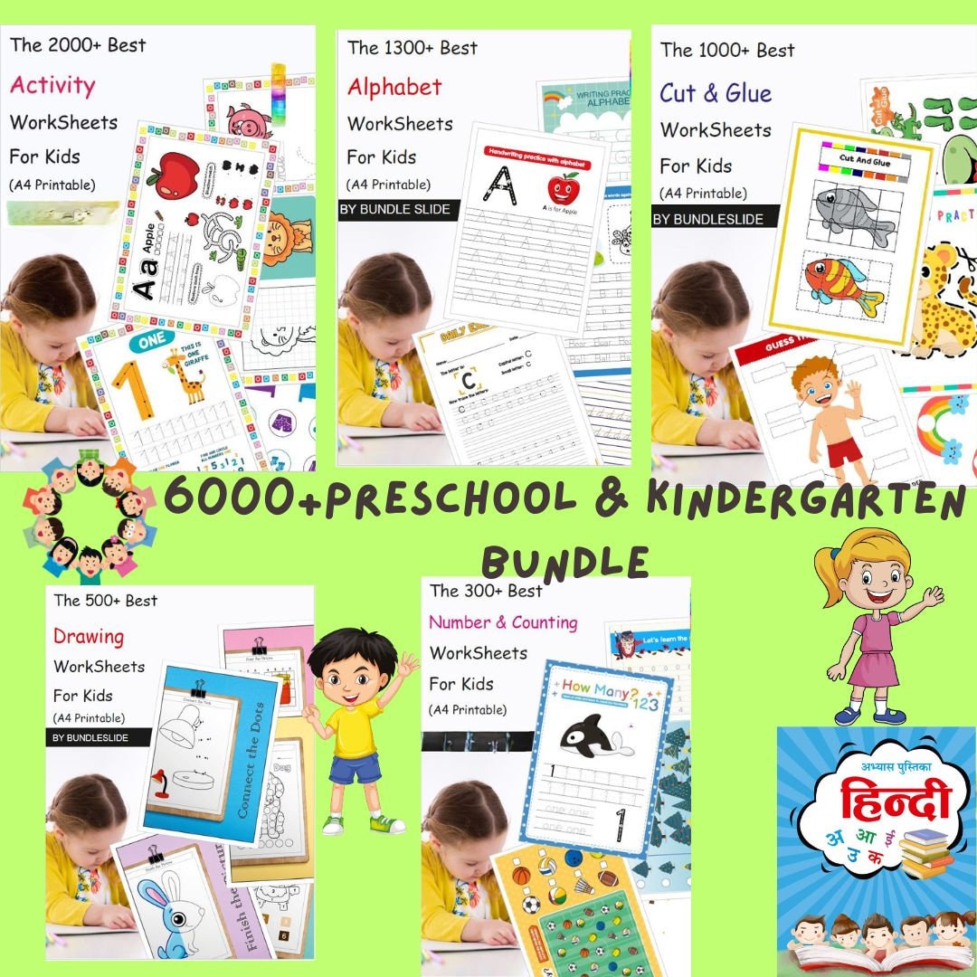 Preschool & Kindergarten Bundle Over 6000 Worksheets Covering Alphabet ...