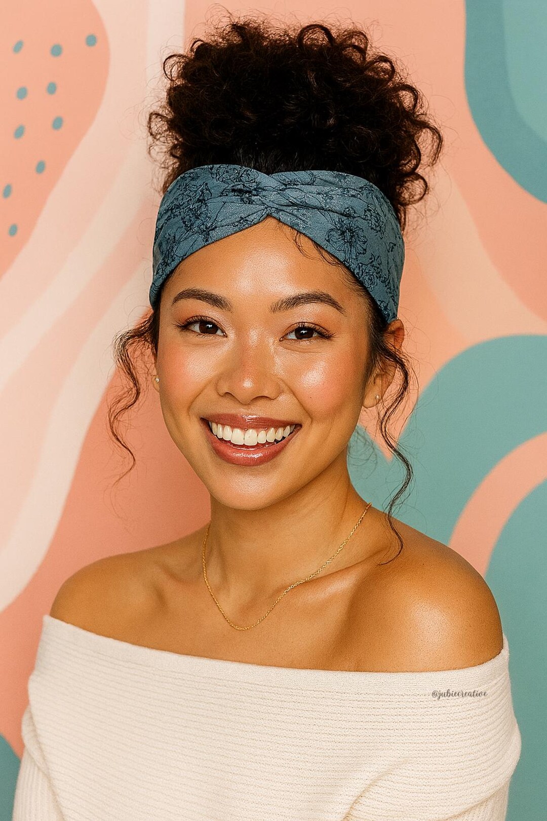 Blue Fern Whisper | Headband and Scrunchie Set – Soft Twist Headband ...