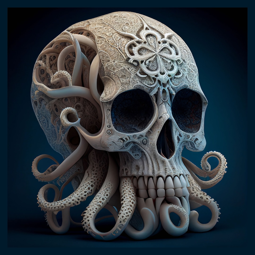 Octopus Wall Art 2 - Skulls & Octopus - Original Octopus Art - Digital ...