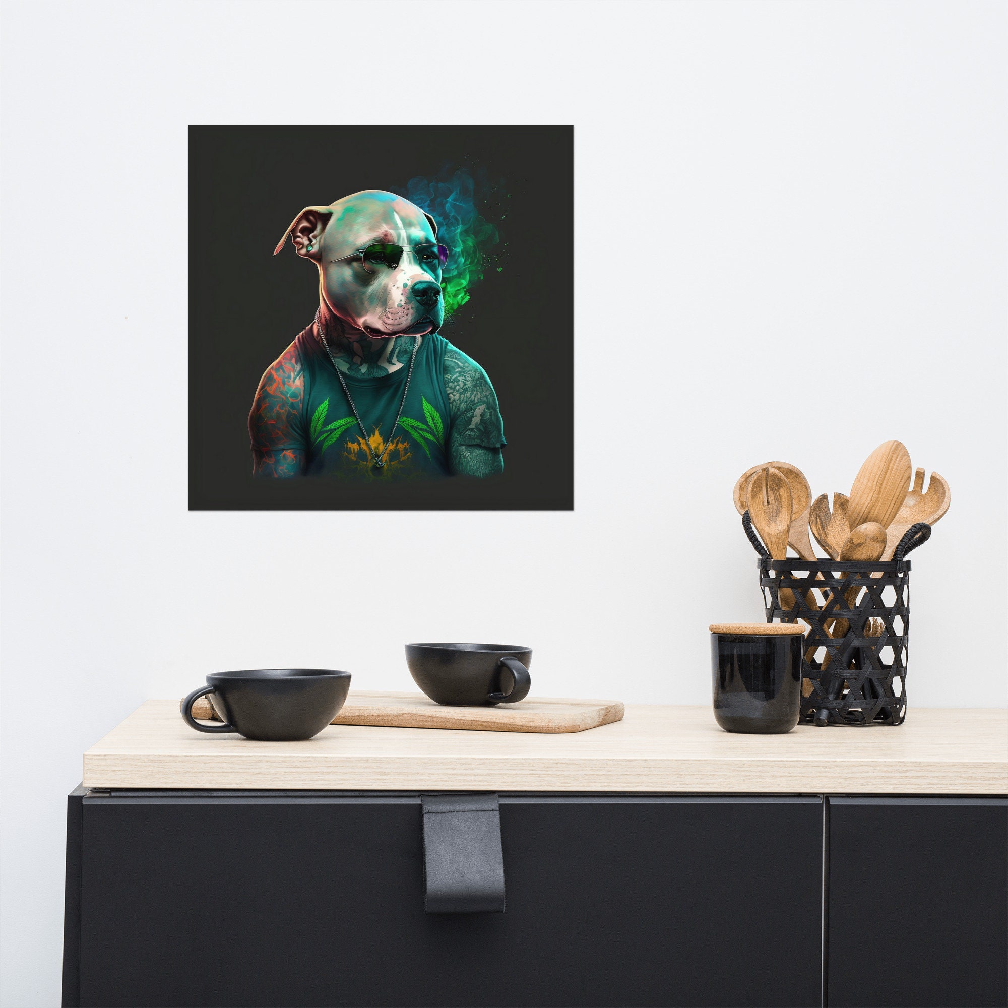 Stoner Pit Bull Art Print 7 Animal Art Instant Digital Download ...
