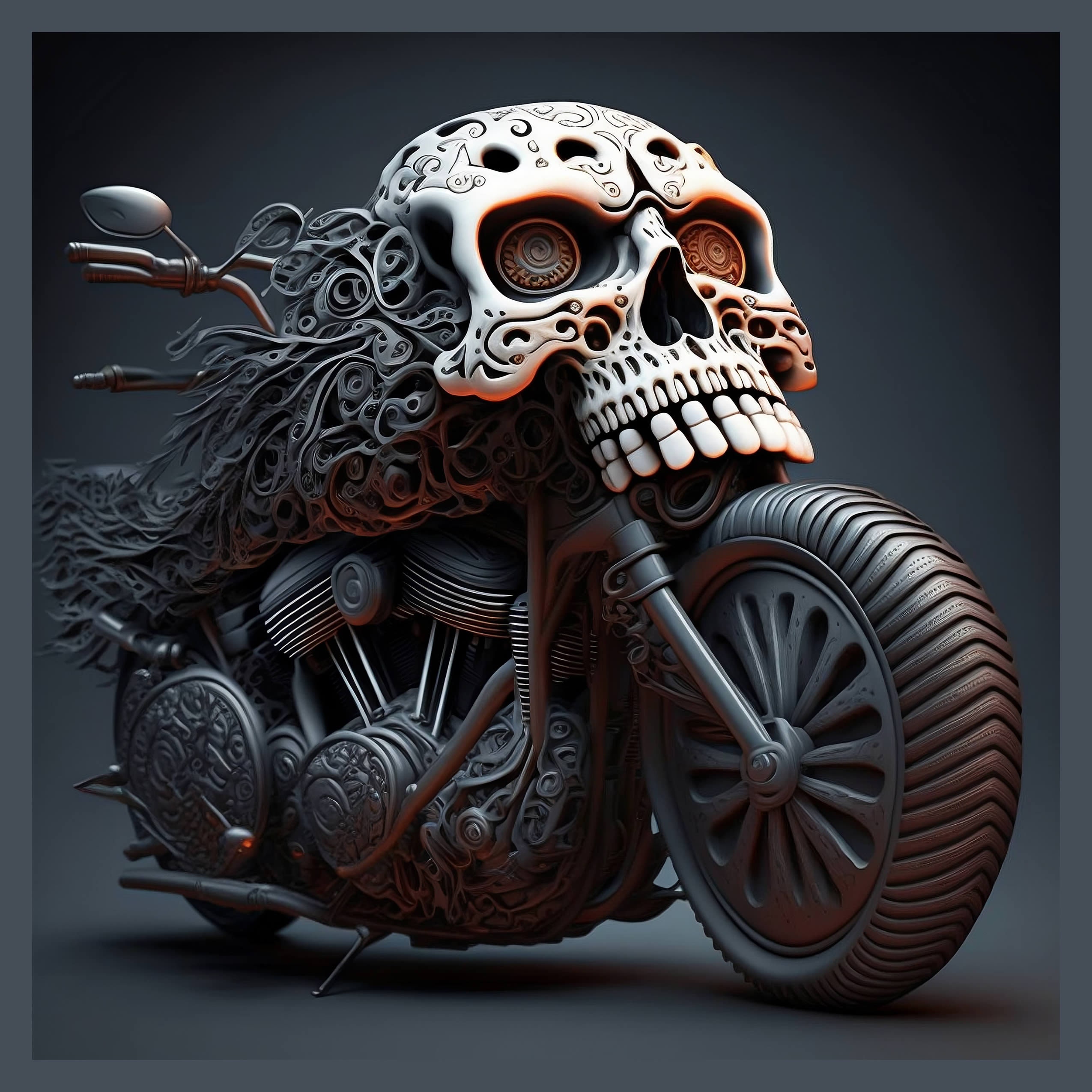 Motorcycle Gifts for Men 14 - Skulls & Motorcycles Art Print - Biker ...