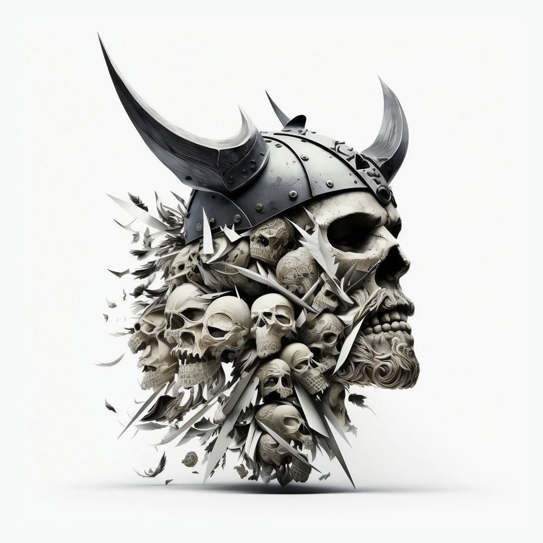 Viking Skulls Art Print 6 - Norse Art - Instant Digital Download ...