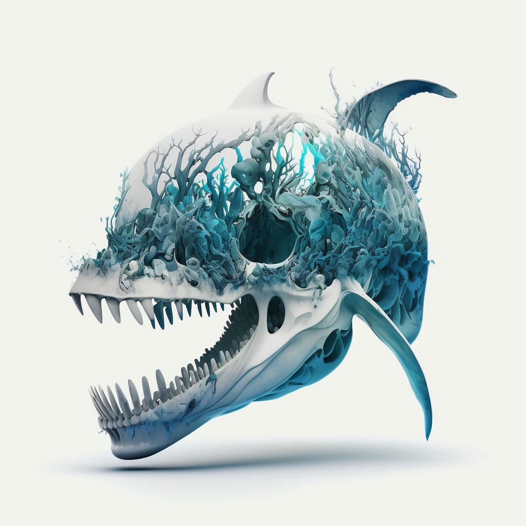 Skulls & Dolphins Art Print 1 - Animal Art - Instant Digital Download ...