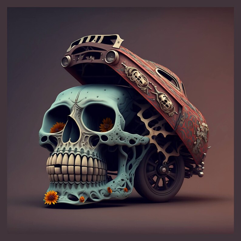 Skulls & Cars Art Print 3 - Abstract Art - Instant Digital Download ...