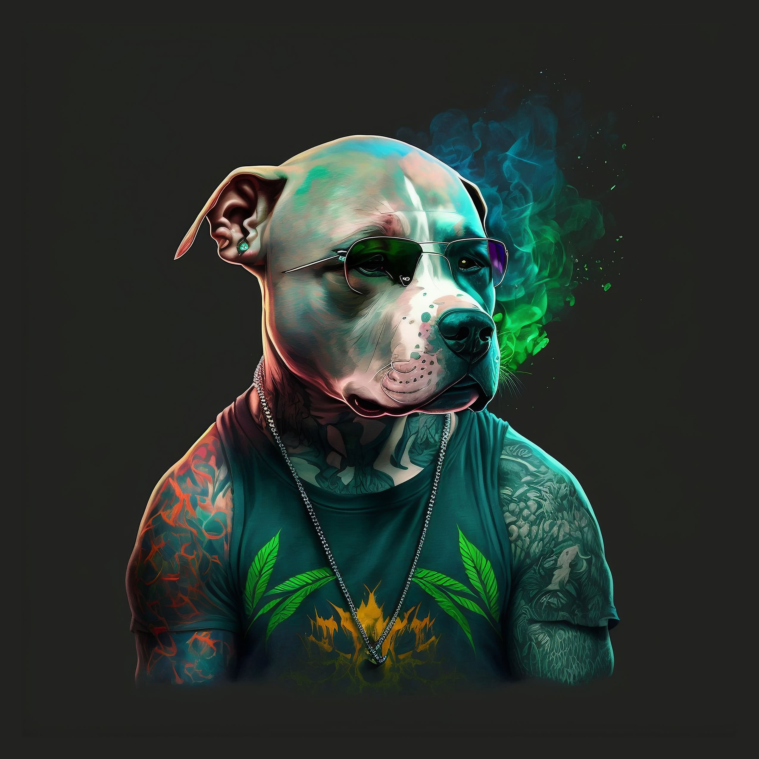 Stoner Pit Bull Art Print 7 Animal Art Instant Digital Download ...
