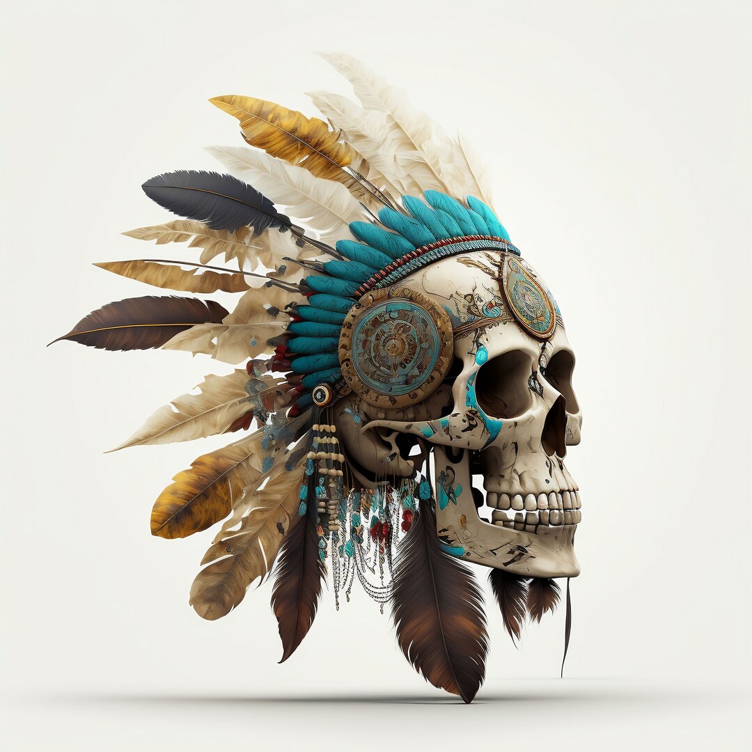 Skull & Native American Art Print 1 - Indian Art - Instant Digital ...