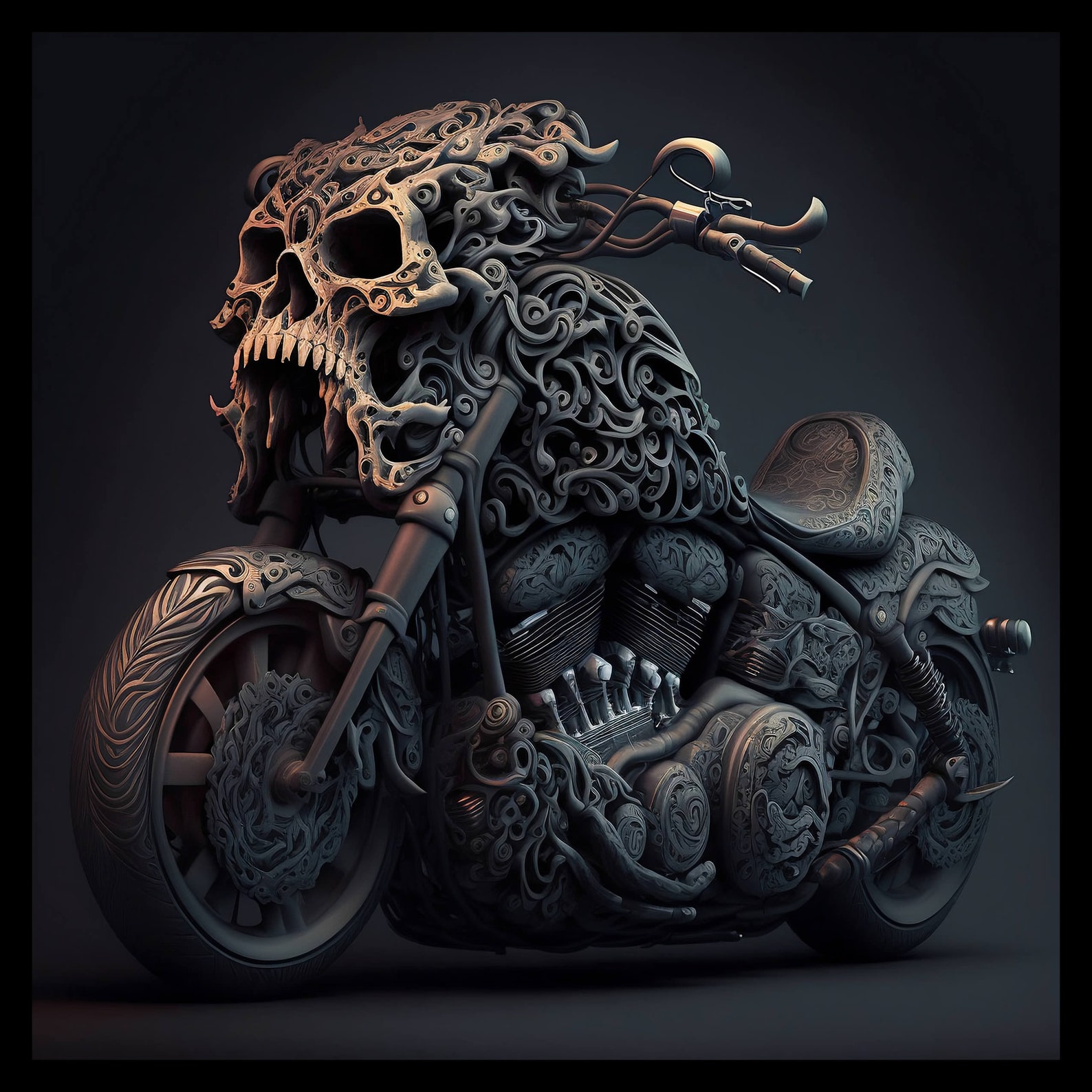 Skull Motorcycle Art Print – Gothic Biker Decor (digital Download) - Etsy