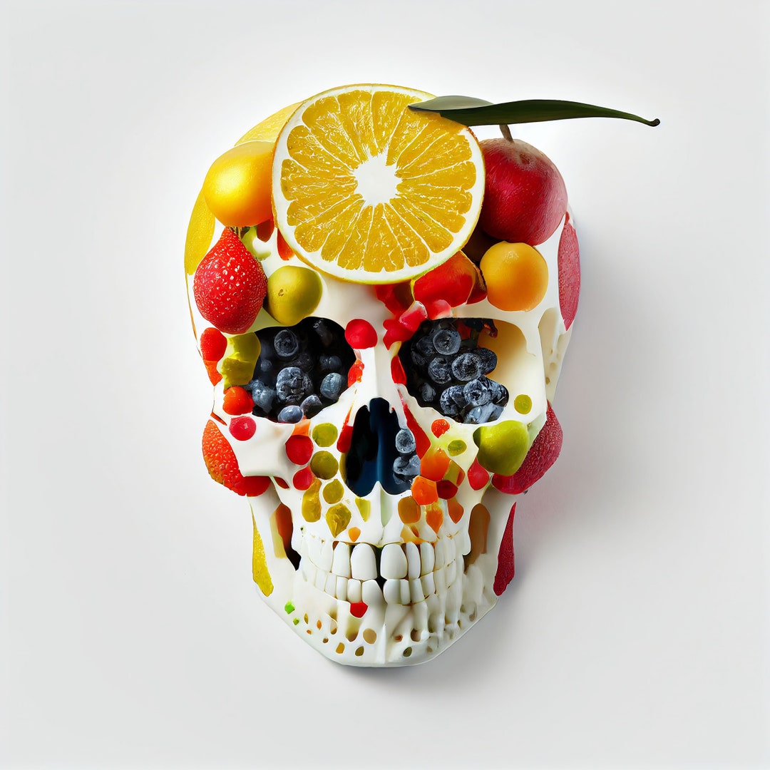 Skulls & Fruits Art Print 3 - Foodie Art - Instant Digital Download ...