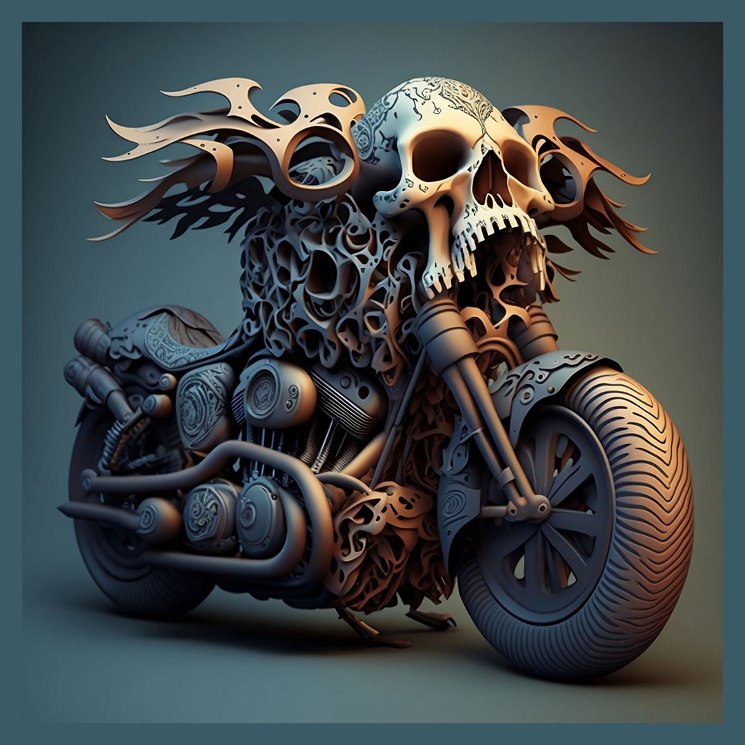 Motorcycle Gifts for Men 15 | Skulls & Motorcycles Art Print | Biker ...