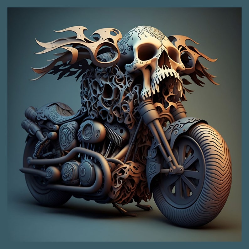 Motorcycle Gifts for Men 15 | Skulls & Motorcycles Art Print | Biker ...