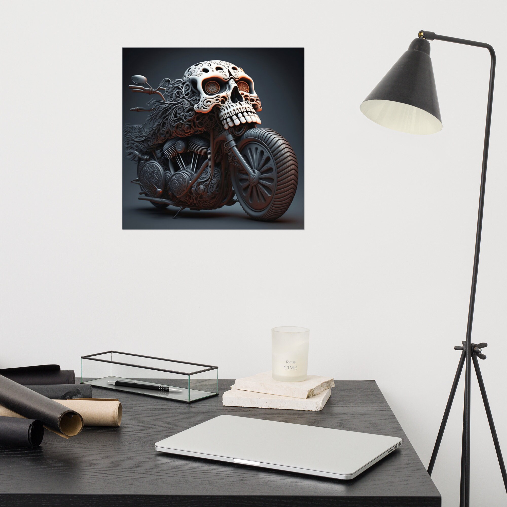 Motorcycle Gifts for Men 14 - Skulls & Motorcycles Art Print - Biker ...