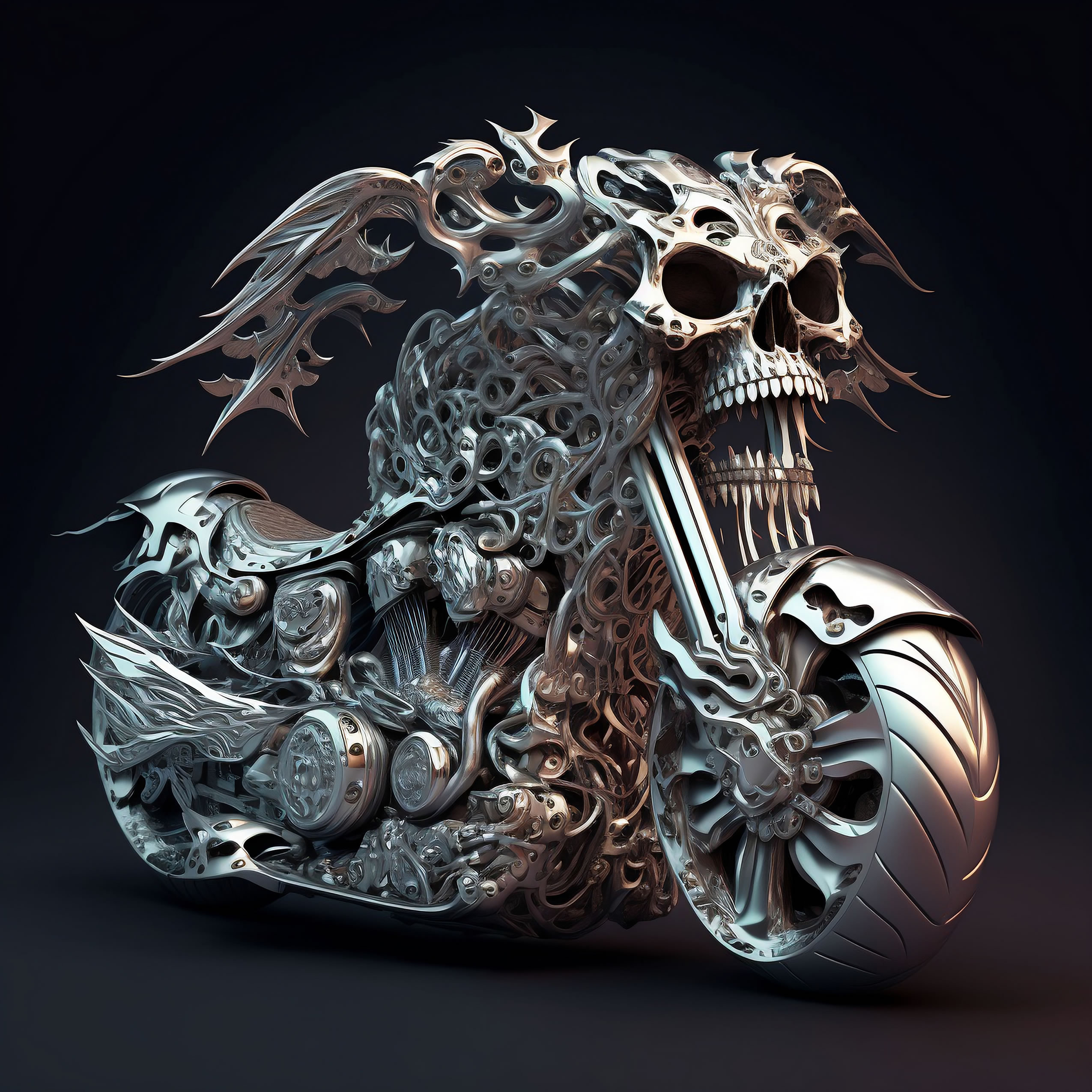 Skulls & Motorcycles Art Print 17 - Chrome Biker Art - Instant Digital ...