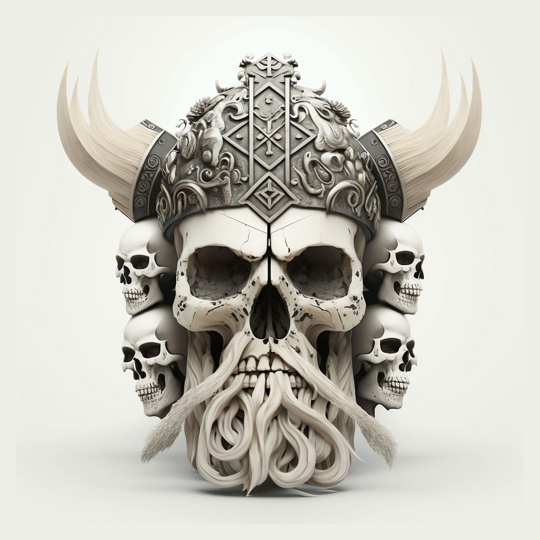 Viking Skulls Art Print 5 - Norse Art - Instant Digital Download ...