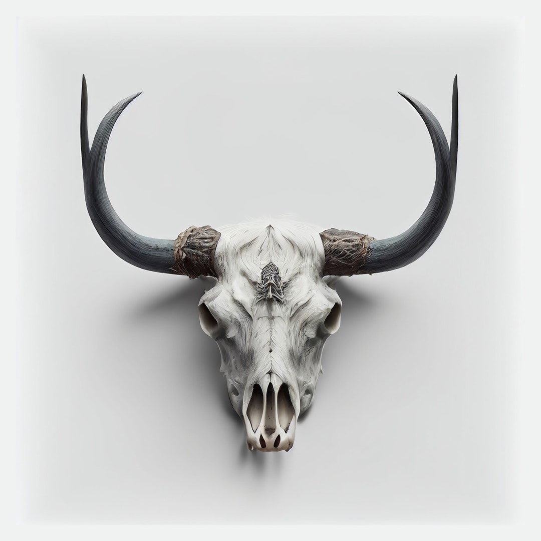 Longhorn Skull Wall Decor - Bull Skull Art - Cow Skull Instant Digital ...