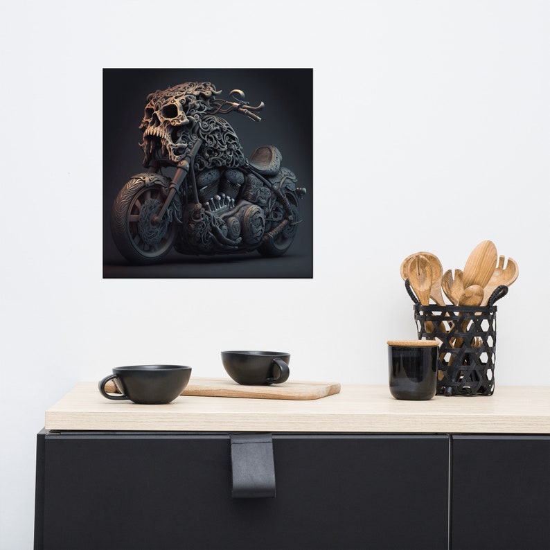 Skull Motorcycle Art Print – Gothic Biker Decor (digital Download) - Etsy