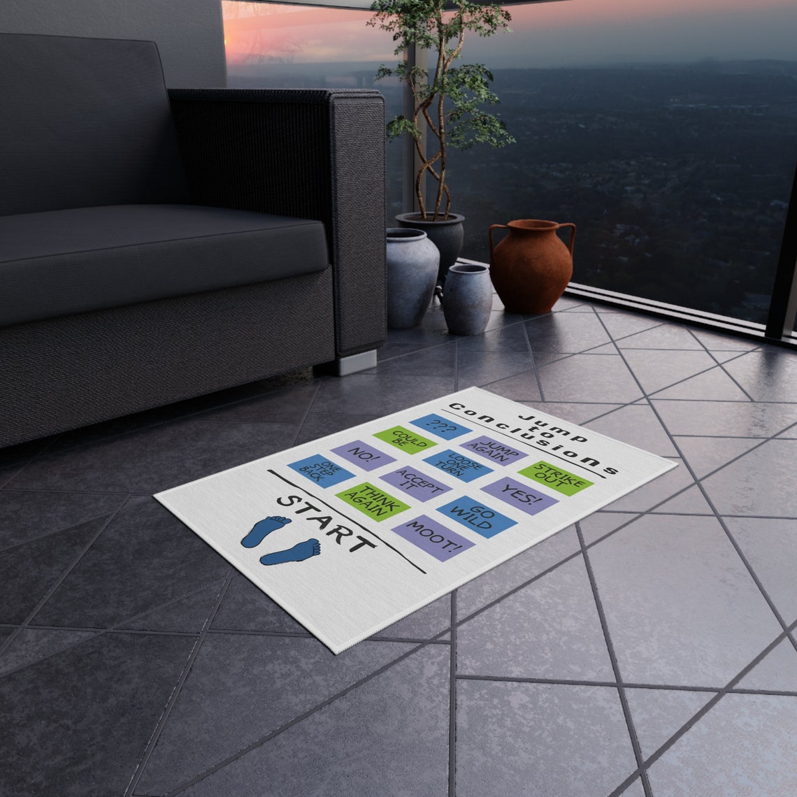 Jump to Conclusions Mat | Office Space | Outdoor Rug - Etsy