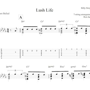Lush Life Jazz Ballad | 7-string Guitar Chord Melody (sheet Music-tabs ...