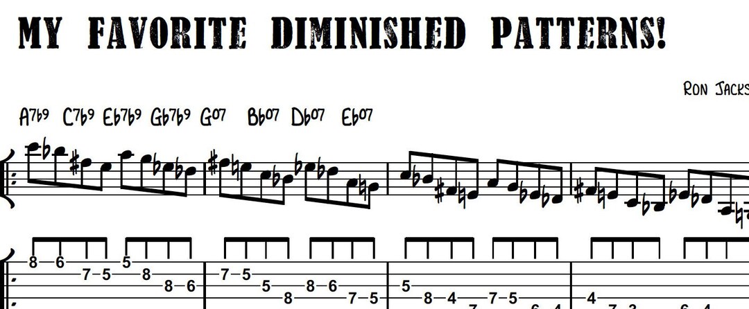 6-string Jazz Guitar Diminished Patterns Lesson | Sheet Music & Tabs ...