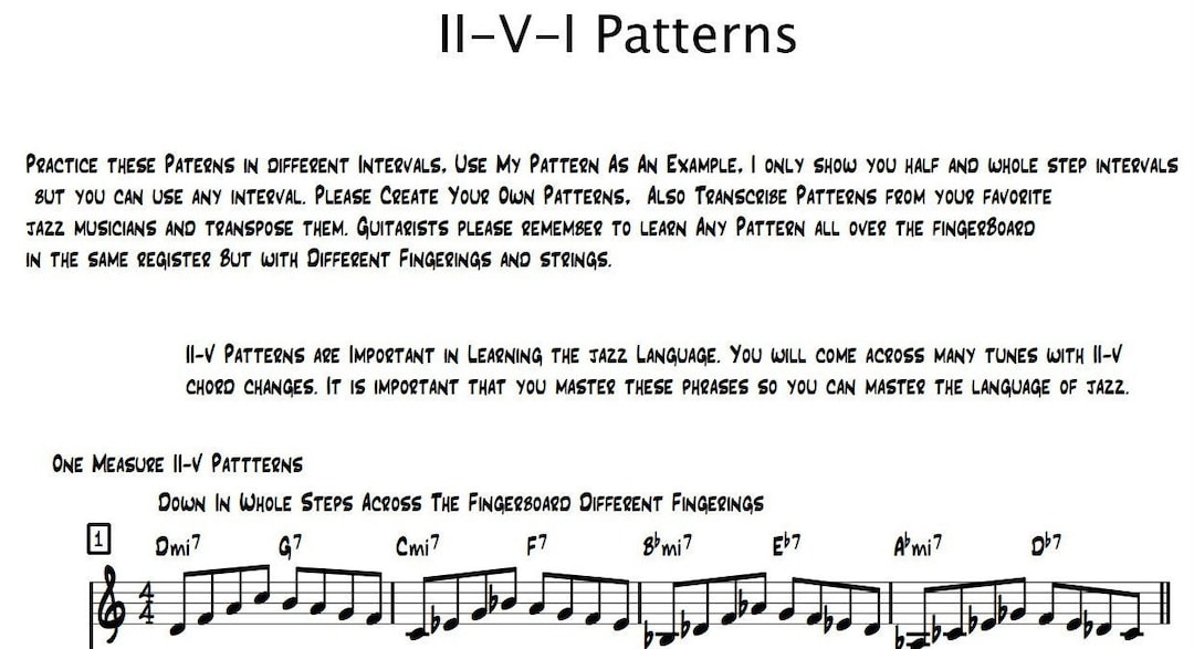 Major II-V Patterns | Jazz Guitar Lesson PDF & Tabs - Etsy Australia