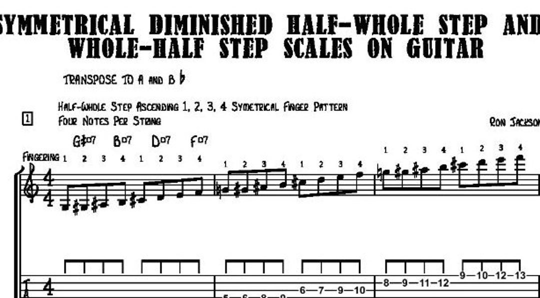 Symmetrical Diminished Scales Jazz Improvisation Guitar Lesson Half ...