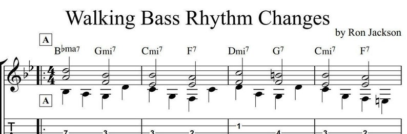 Jazz Guitar Walking Bass | Rhythm Changes Lesson PDF & Tabs - Etsy