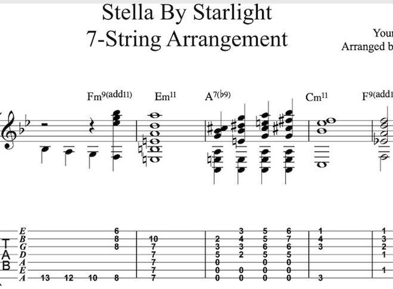 Stella by Starlight - 7 String Guitar Tabs – Jazz Chord Melody (sheet ...