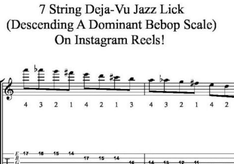 Deja-vu Bebop Scale Lick | 7-string Jazz Guitar PDF - Etsy