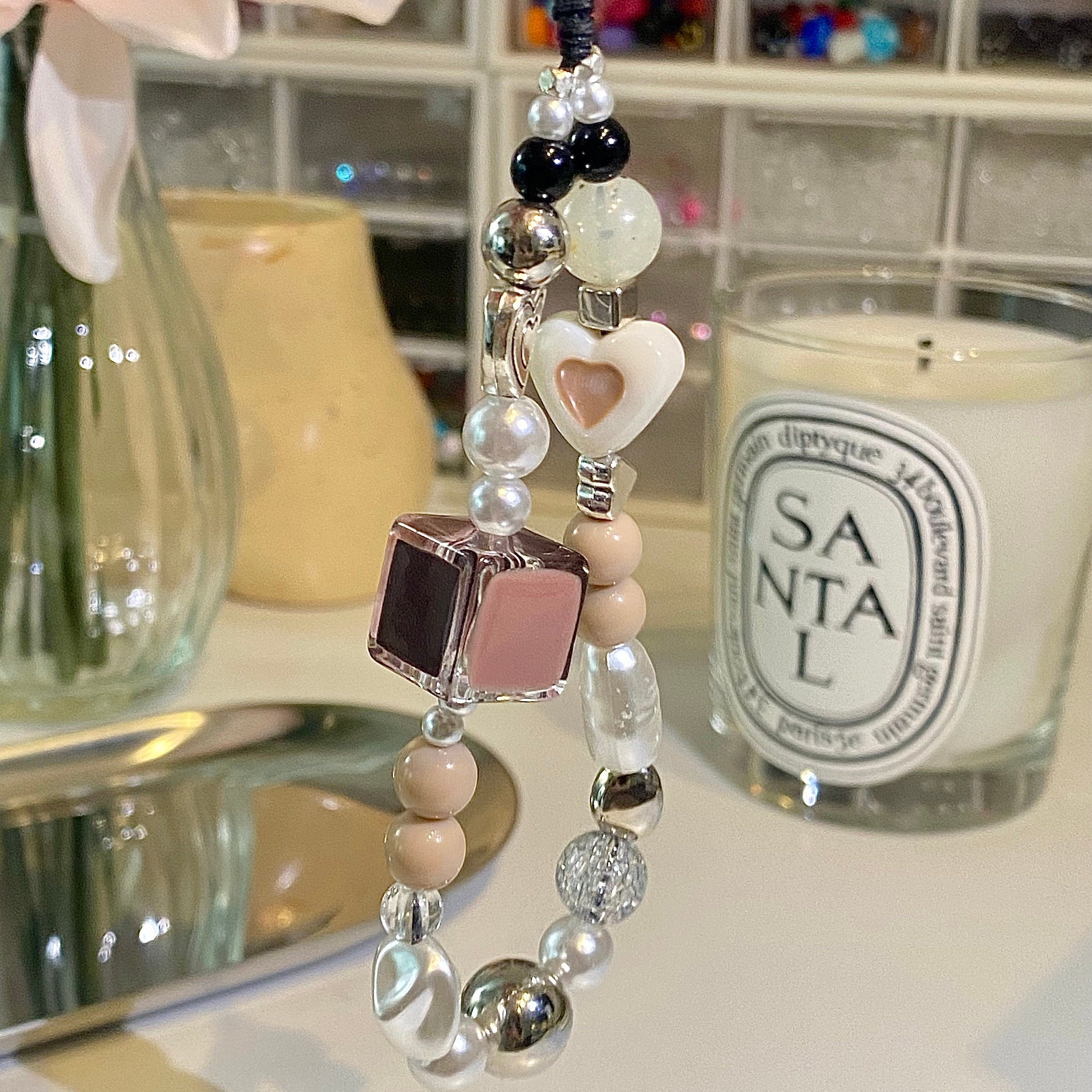 Y2K Fashion Phone Charm Strpscrystal Brown Square Phone Charm Y2K Pearl ...