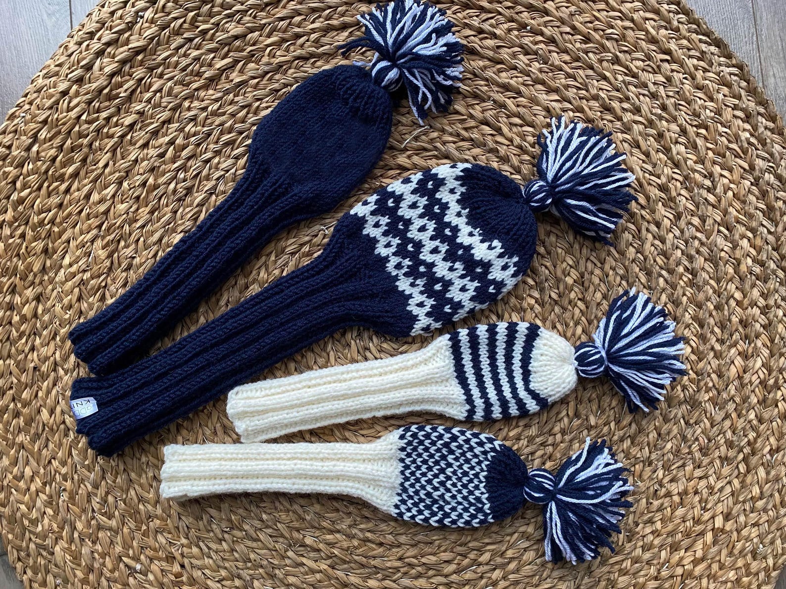 Driver, Fairway, Hybrid Headcovers, Custom Set of 4 Knitted Golf Head ...