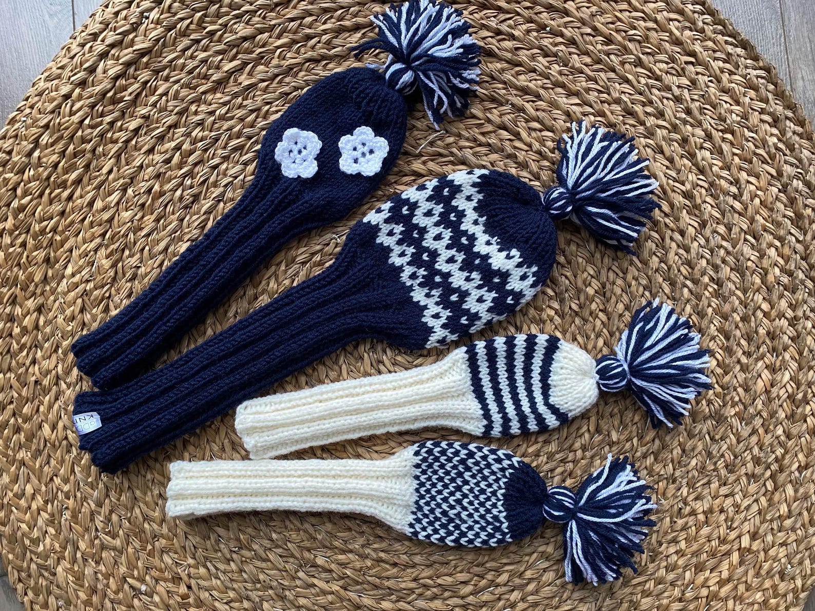 Driver, Fairway, Hybrid Headcovers, Custom Set of 4 Knitted Golf Head ...