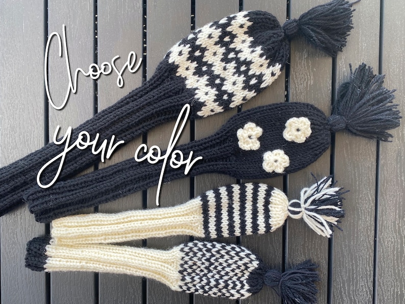 Knitted Golf Head Covers, Striped Hand Knit Wool Golf Headcover Sets ...