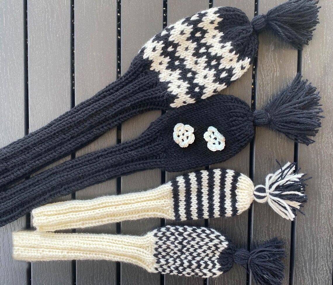 Driver, Fairway, Hybrid Headcovers, Custom Set of 4 Knitted Golf Head ...