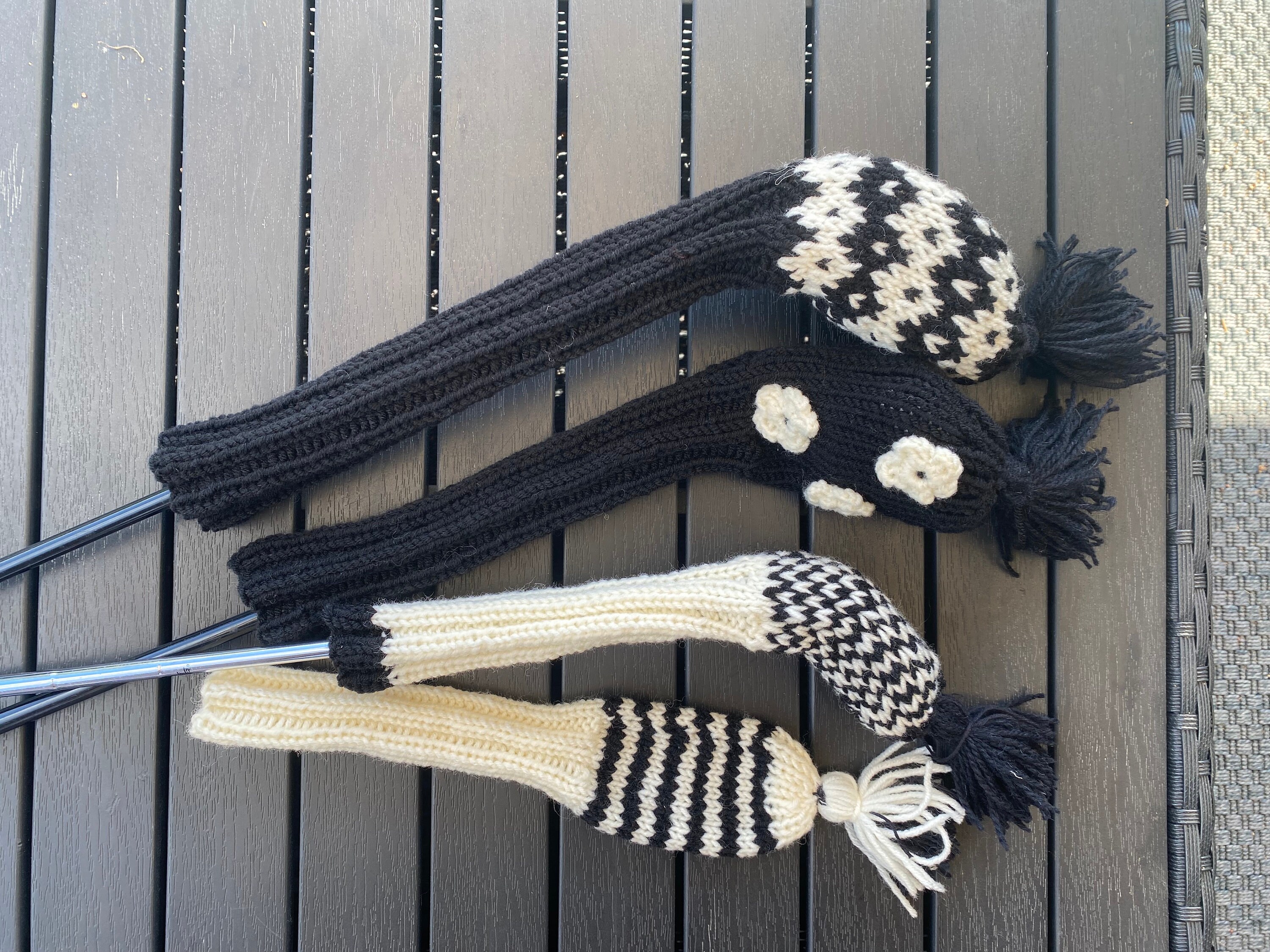 Knitted Golf Head Covers, Striped Hand Knit Wool Golf Headcover Sets ...