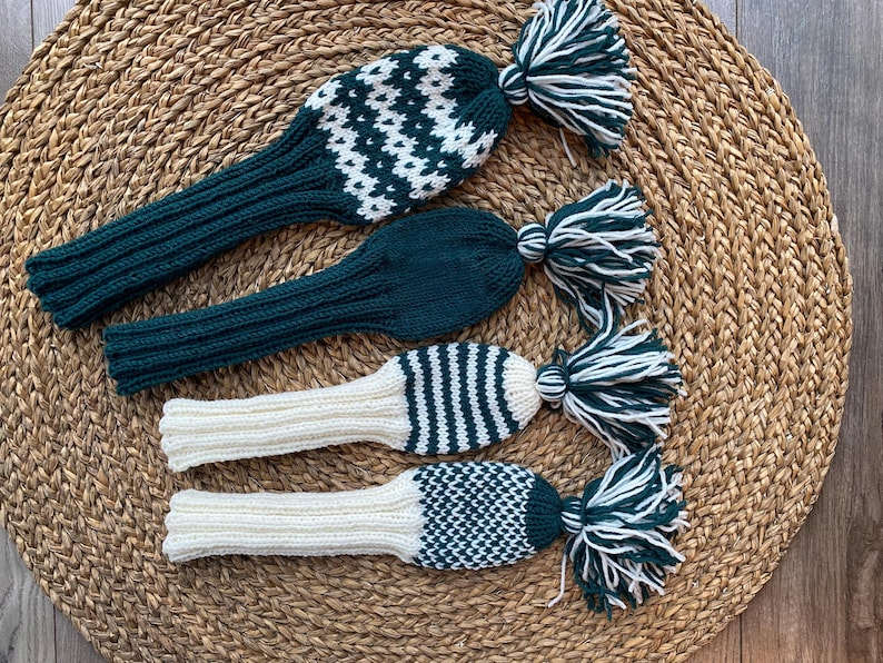 Driver, Fairway, Hybrid Headcovers, Custom Set of 4 Knitted Golf Head ...