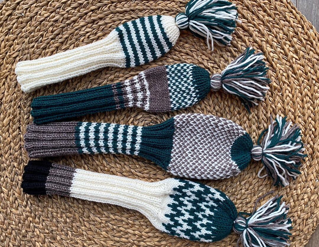 Driver, Fairway, Hybrid Headcovers, Custom Set of 4 Knitted Golf Head ...