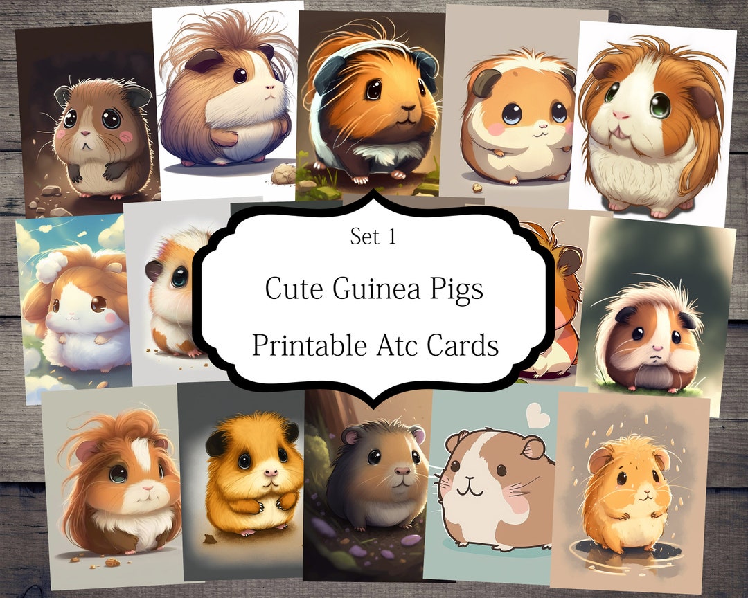 Cute Guinea Pigs,atc Cards,junk Journal Cards, Digital Paper, Printable ...