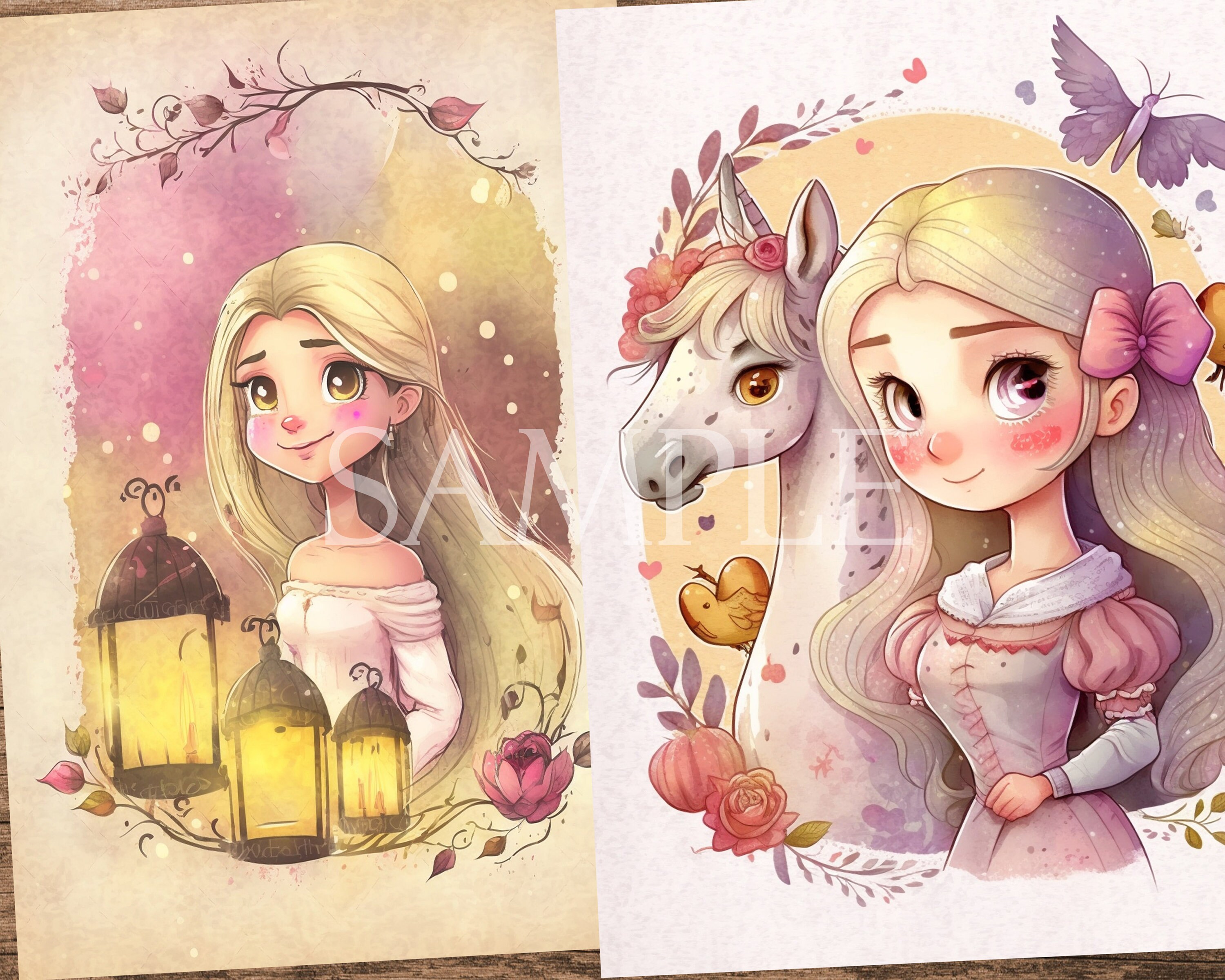 Rapunzel Printable ATC Cards, Junk Journal Cards, Digital Paper ...