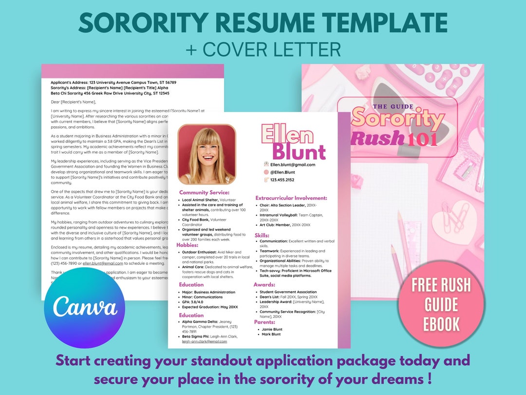 Sorority Resume, Rush Resume, Alpha Kappa Alpha Sorority, Sorority ...