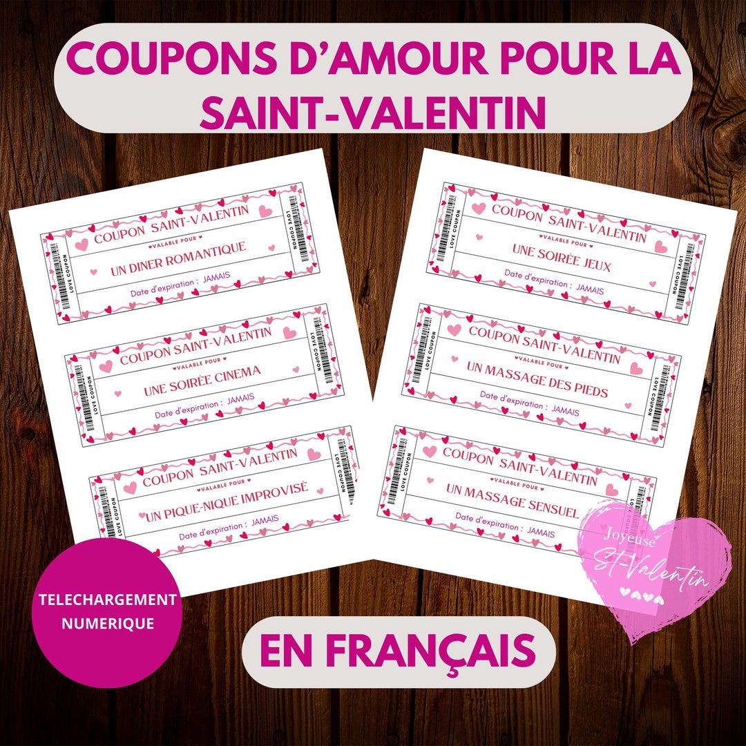 Valentine's Day Love Coupons, Gift Vouchers, for Him, for Her ...