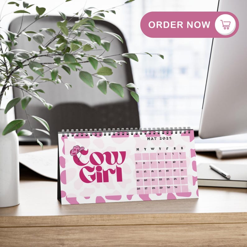 2025 Desk Calendar Cowgirl Theme Desktop Calendar Free Standing Desk ...