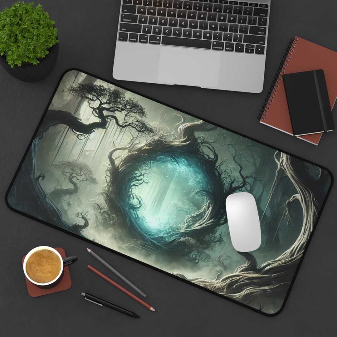 Dark Portal Desk Mat, Fantasy Reader Playmat, Forest Scene Playmat ...