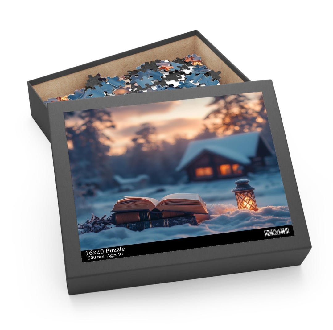 Snowy Winter Puzzle, Reader Puzzle, Bookish Jigsaw Puzzle, Snowy Puzzle ...