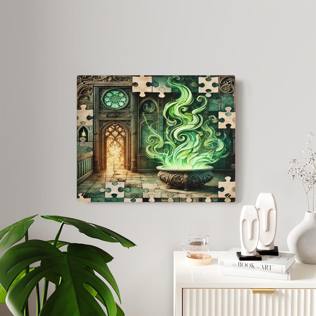 Enchanted Powder Puzzle Wall Art, Bookish Home Decor, Fantasy Art Panel ...