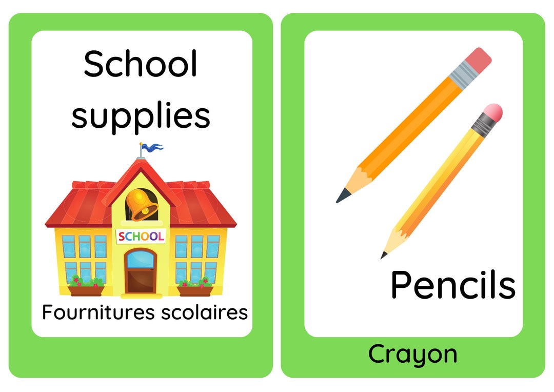 French Flash Card School Supplies - Etsy