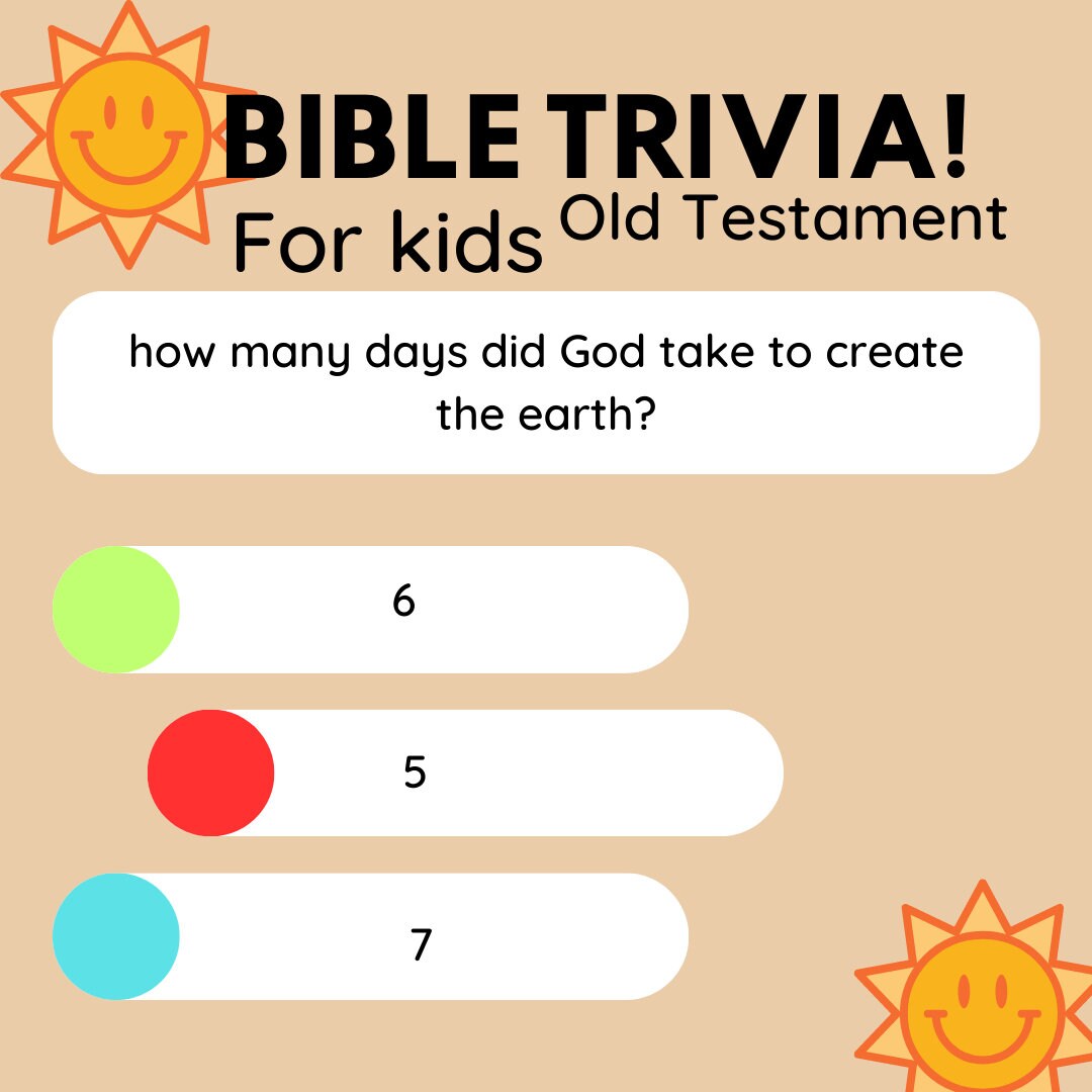 Christian Bible Trivia for Kids, Old Testament Trivia, Bible Party ...